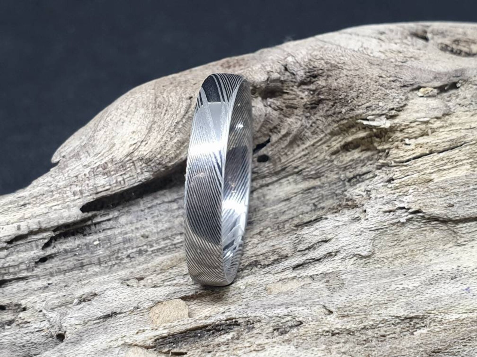 Dense Twist Pattern Damascus Stainless Steel Wedding Ring | Etsy