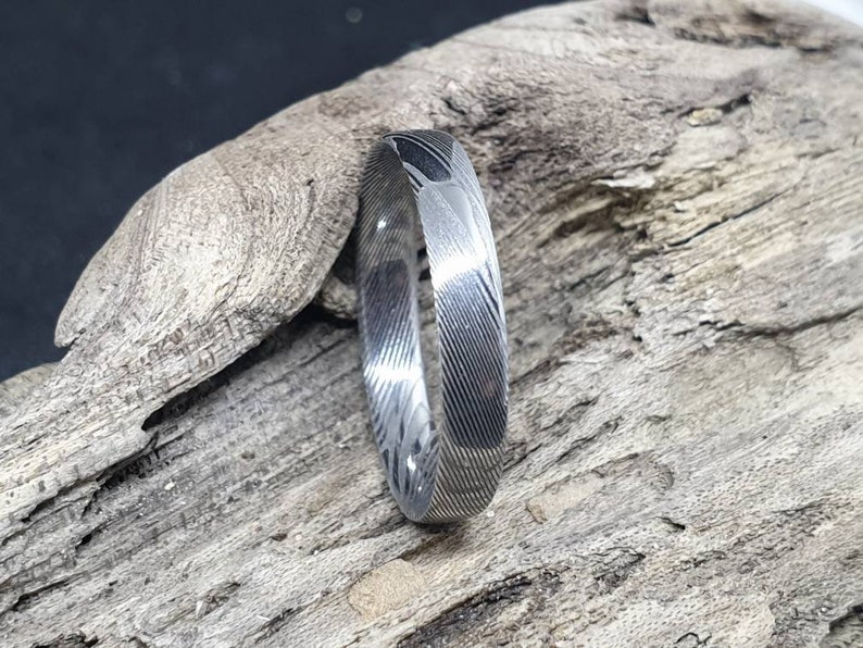 Dense Twist Pattern Damascus Stainless Steel Wedding Ring - Etsy