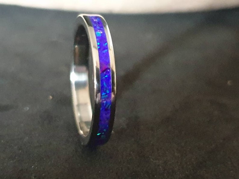 Titanium Purple Opal Glow Ring. Wedding Ring - Etsy UK