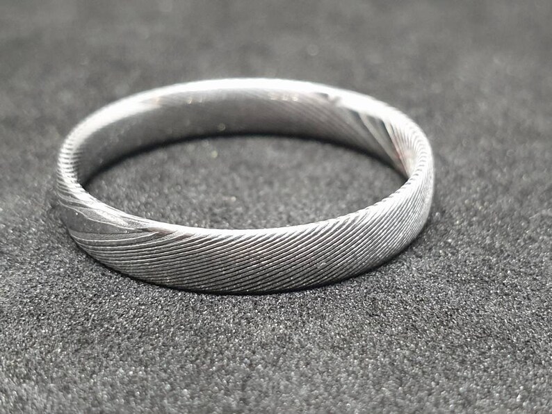 Dense Twist Pattern Damascus Stainless Steel Wedding Ring | Etsy