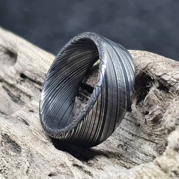 Titanium Damascus Ring - Etsy