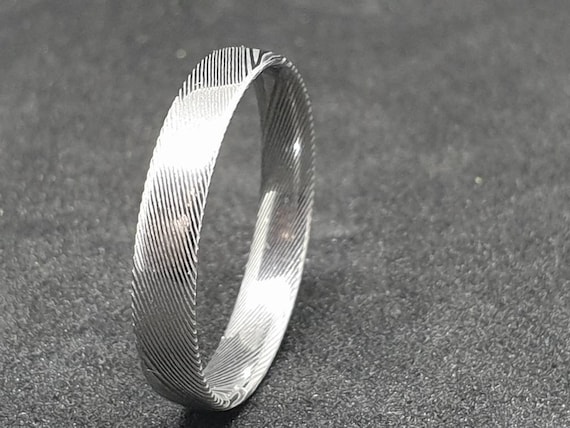 Dense Twist Pattern Damascus Stainless Steel Wedding Ring | Etsy