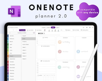 Onenote Blackout Digital Planner, Dark Mode Undated Onenote Planner ...