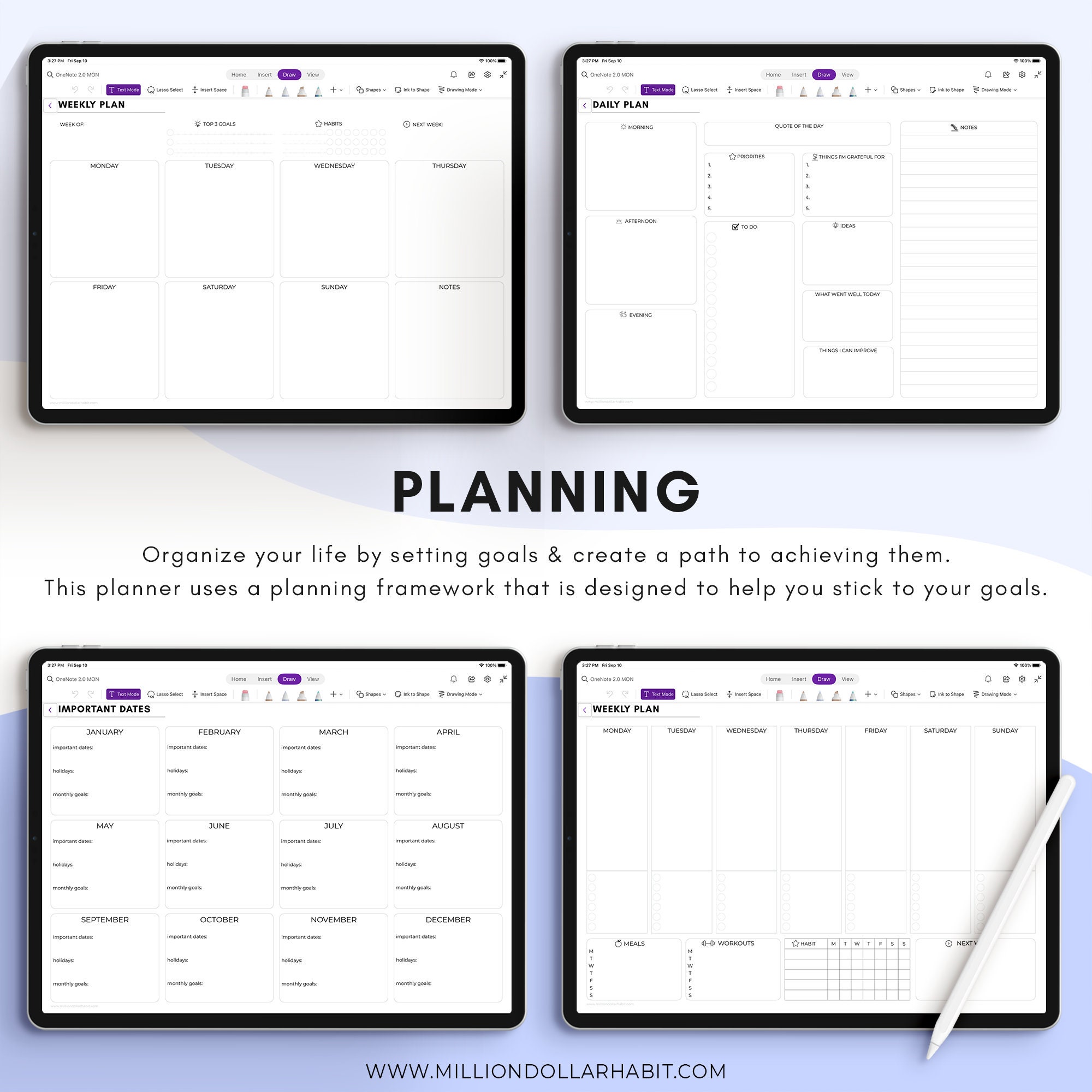 Onenote Digital Planner Undated Onenote Planner Android - Etsy UK