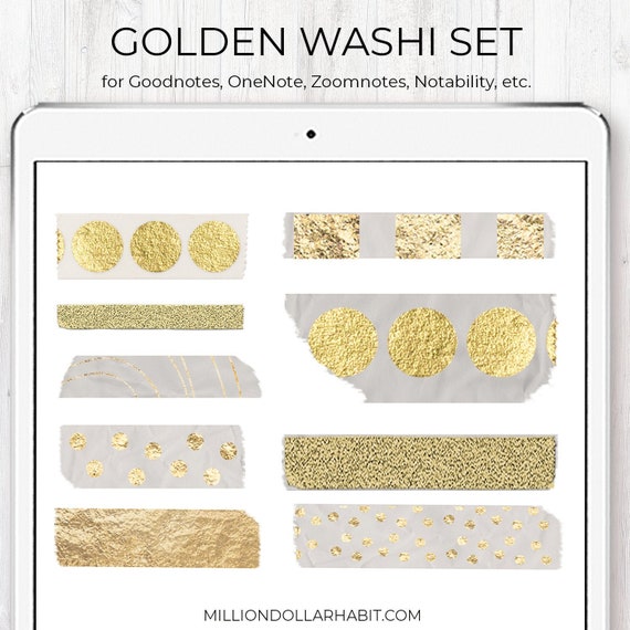 Gold Digital Washi Tape for Goodnotes and Android Digital | Etsy