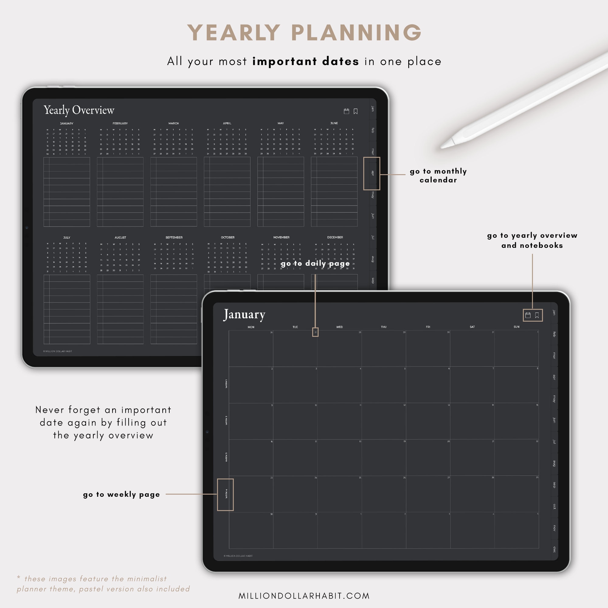 2023 Dark Mode Digital Planner Landscape Digital Goodnotes - Etsy