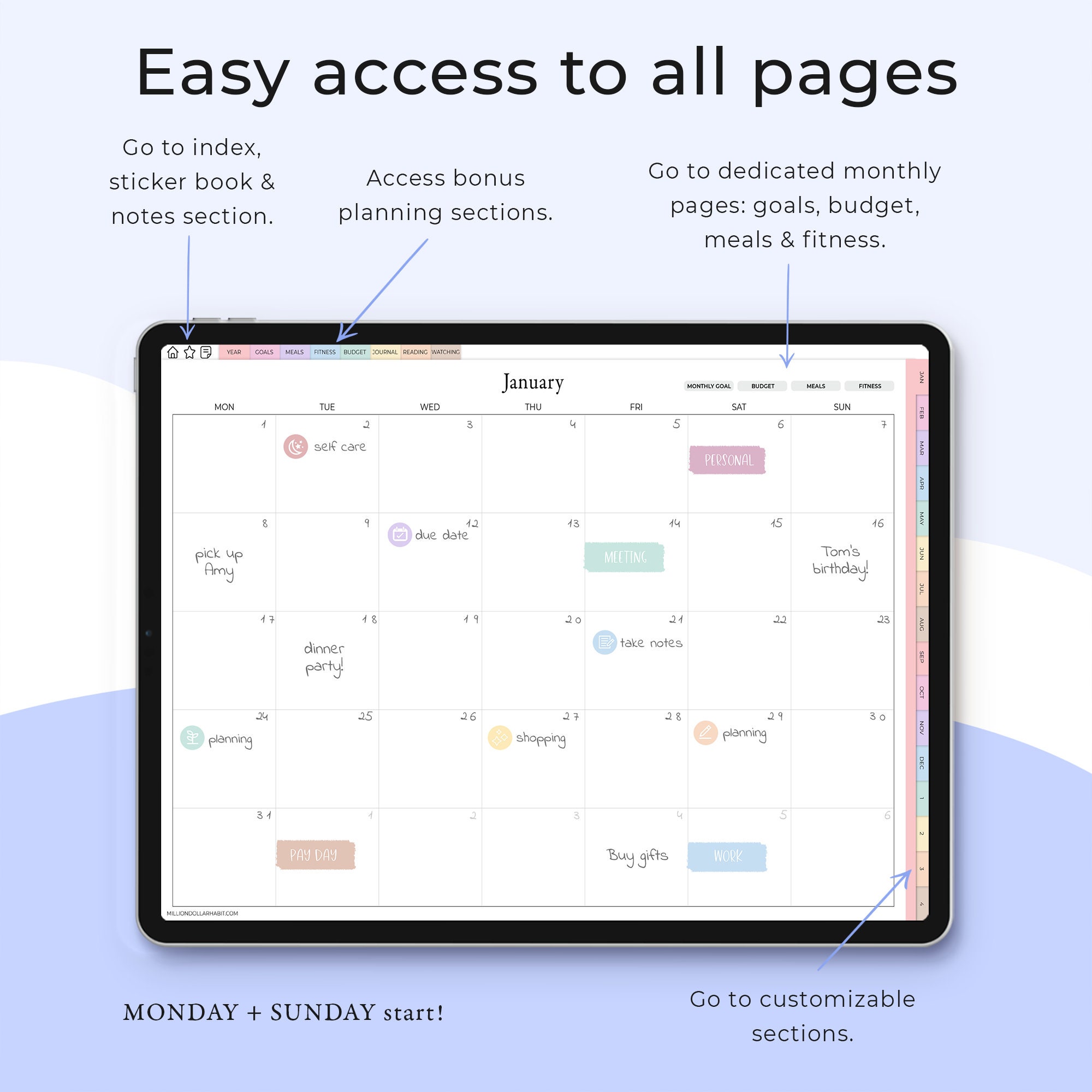 Digital Planner for Goodnotes Undated Life Planner Digital | Etsy