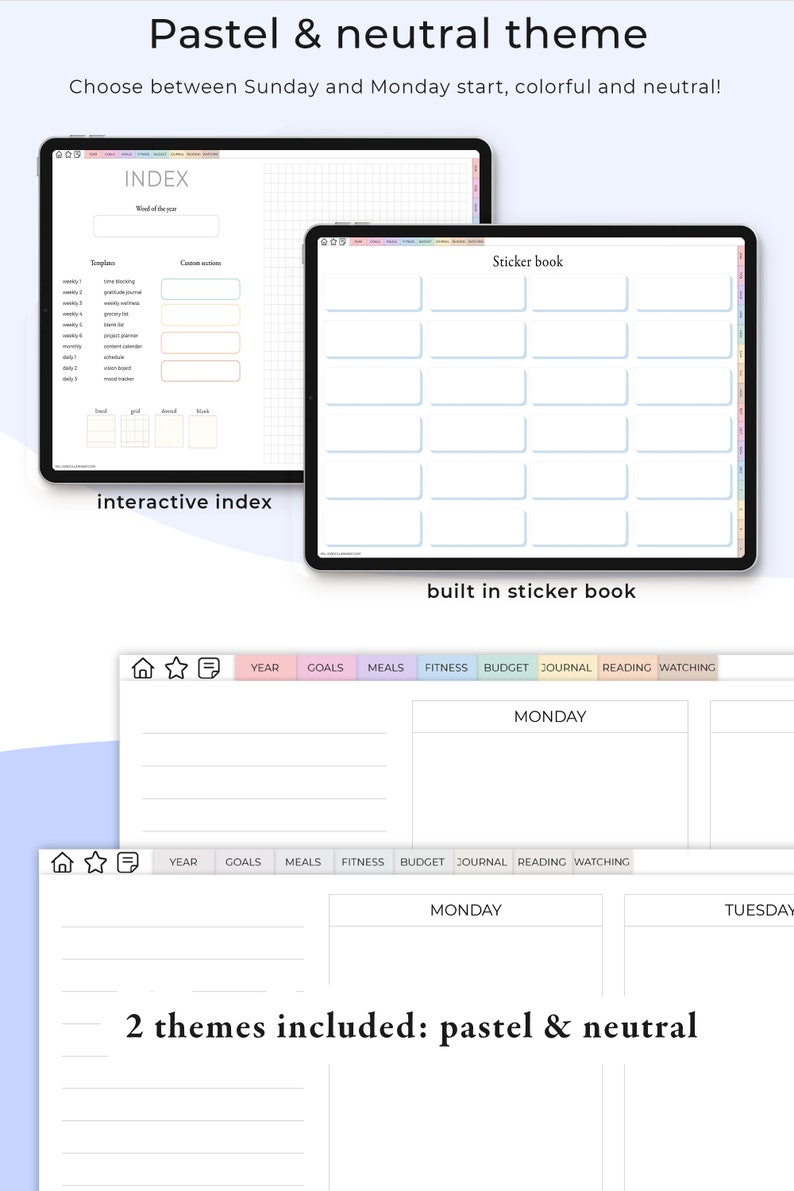 Digital Planner for Goodnotes Undated Life Planner Digital | Etsy