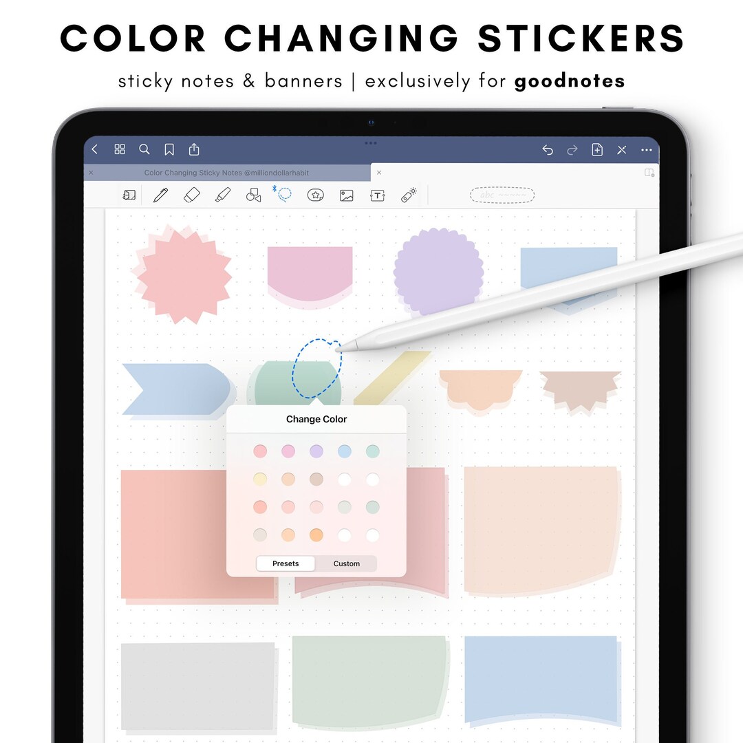 Color Changing Digital Stickers for Goodnotes, Sticky Notes and Banners ...