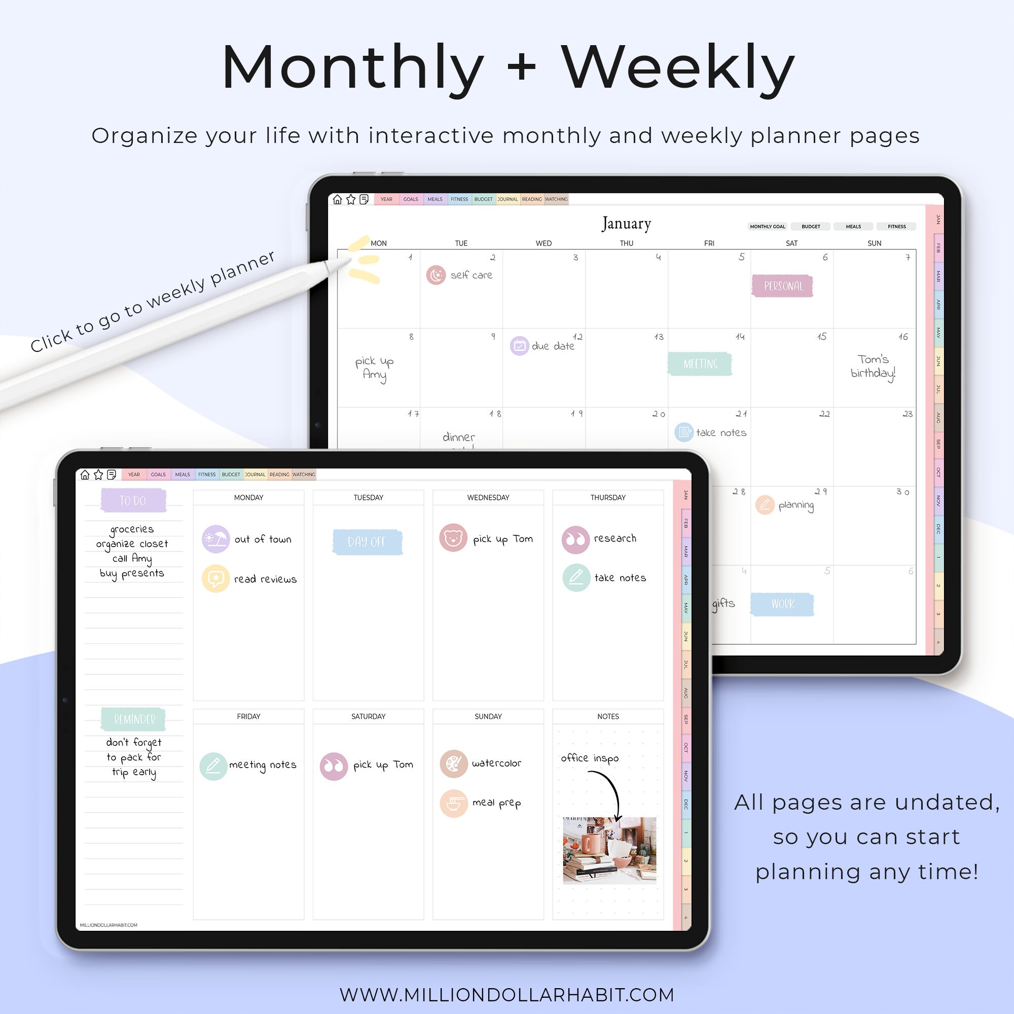 Digital Planner for Goodnotes Undated Life Planner Digital | Etsy