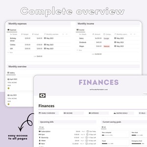 Notion Finance Template, Finances Planner, Notion Financial Dashboard ...