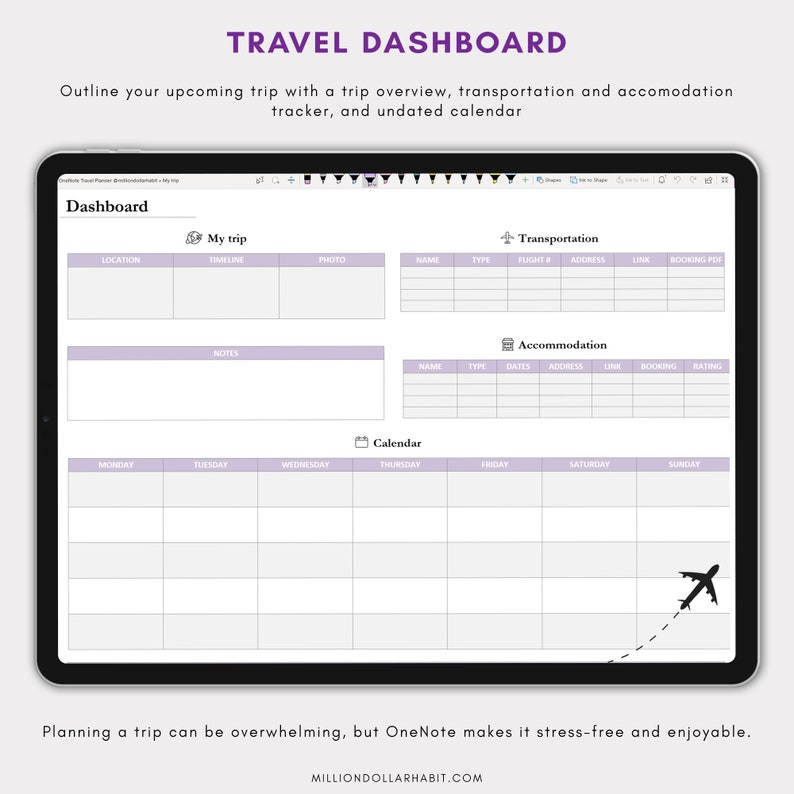 Onenote Travel Planner Template, Daily Organizer, Expense Tracker ...