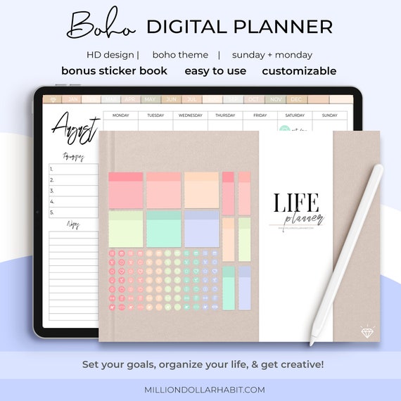 iPad Planner 2021 Digital Planner Colorful Flowers Theme Noteshelf ...