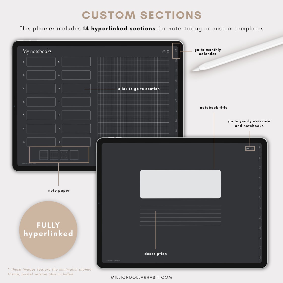 2023 Dark Mode Digital Planner Landscape Digital Goodnotes - Etsy