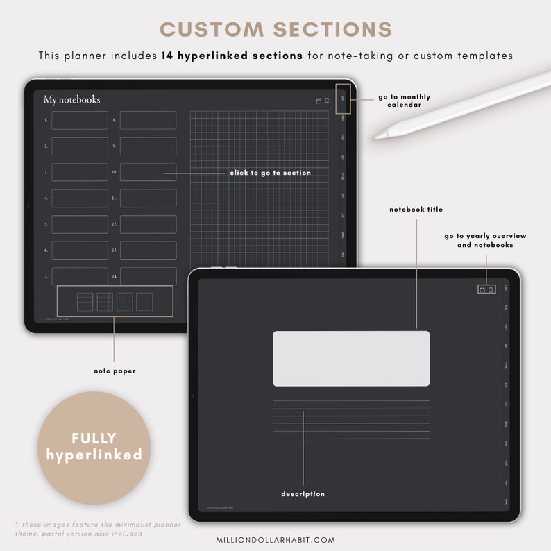 2023 Dark Mode Digital Planner Landscape Digital Goodnotes - Etsy