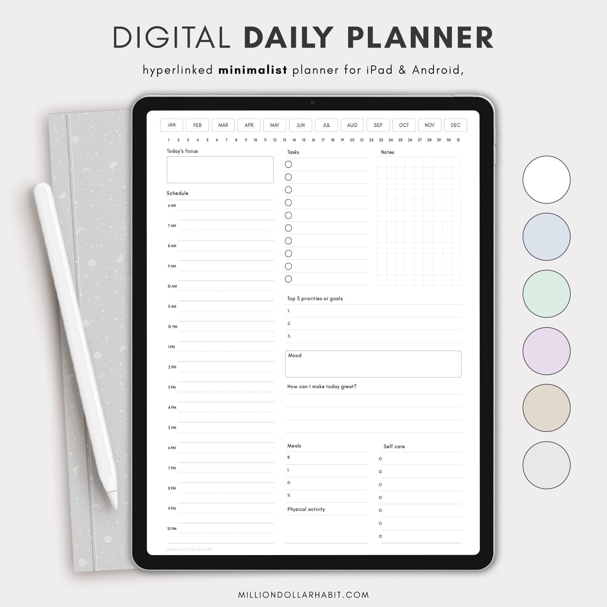 Digital Daily Planner for Ipad, Daily Schedule, 365 Day Planner for ...