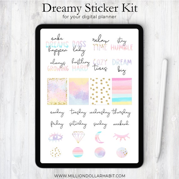 Digital Sticker Kit Dreamy Planner Digital Sticker Pack | Etsy