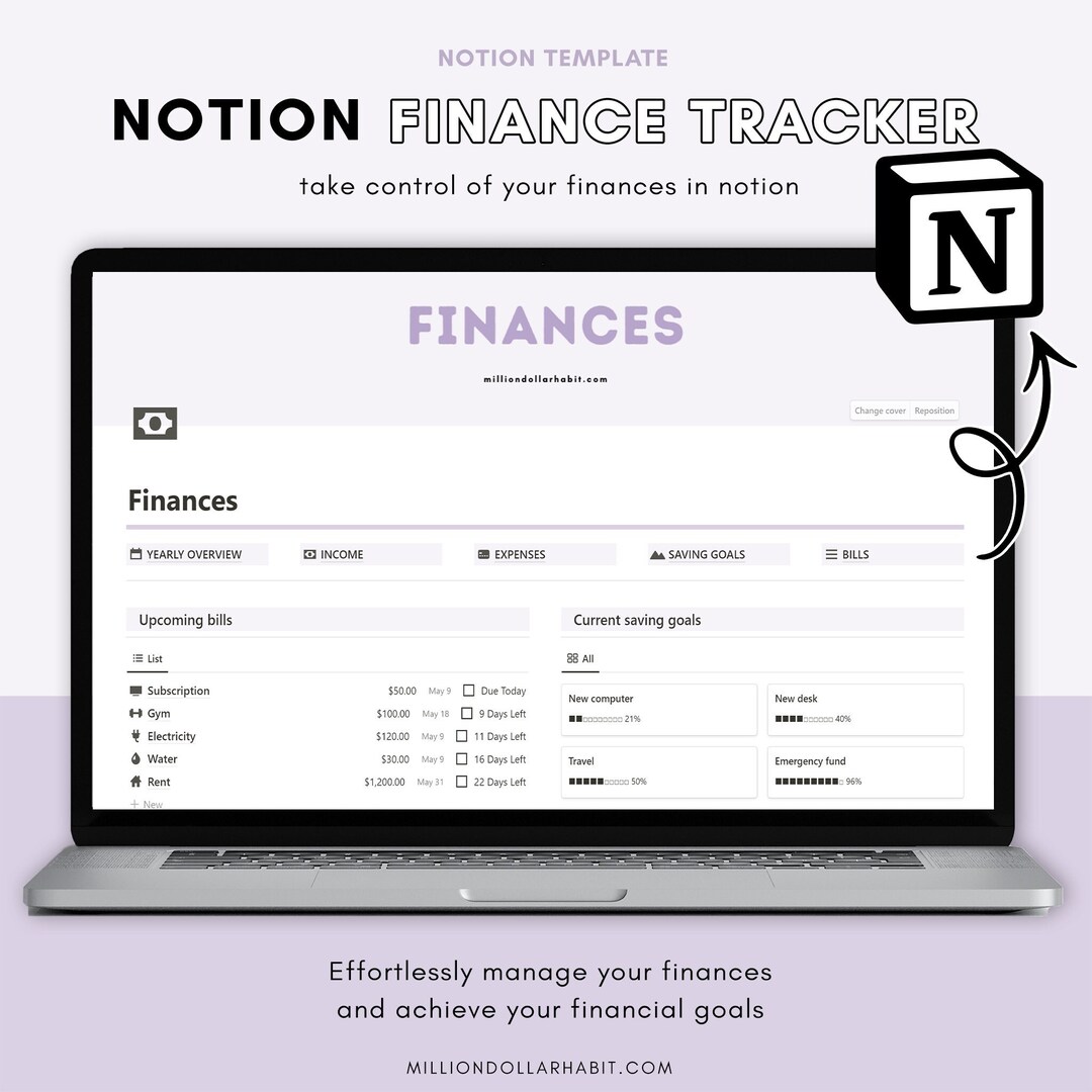 Notion Finance Template, Finances Planner, Notion Financial Dashboard ...