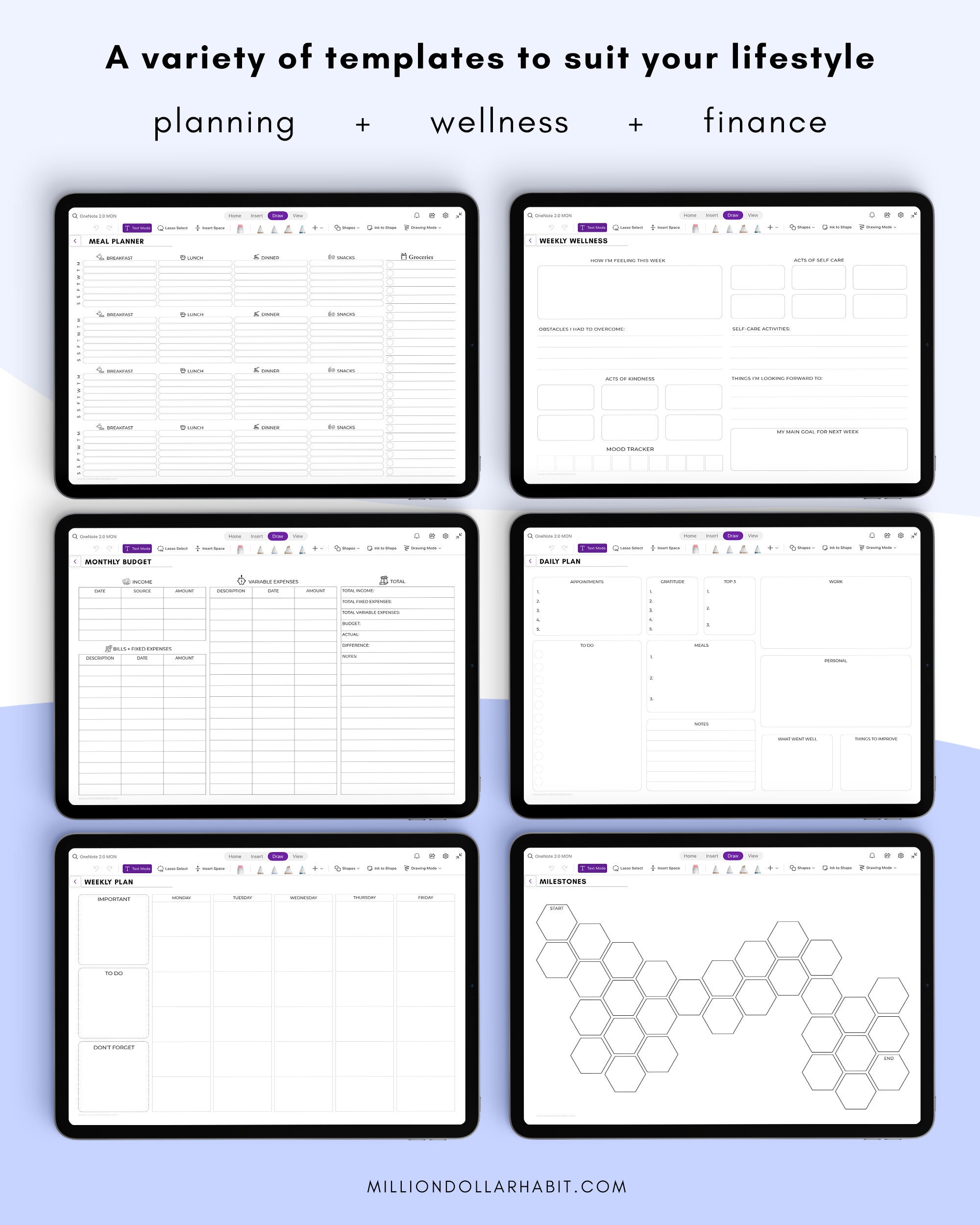 Onenote Digital Planner Undated Onenote Planner Android - Etsy UK