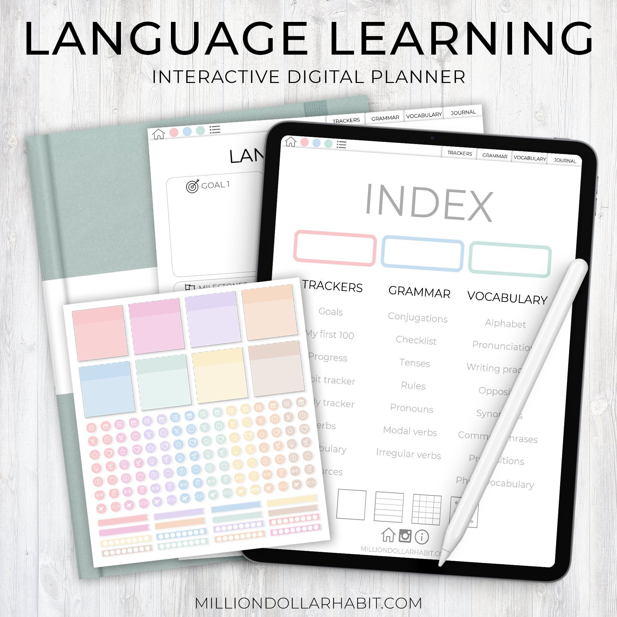 Language Learning Planner Language Study Notebook Digital - Etsy España