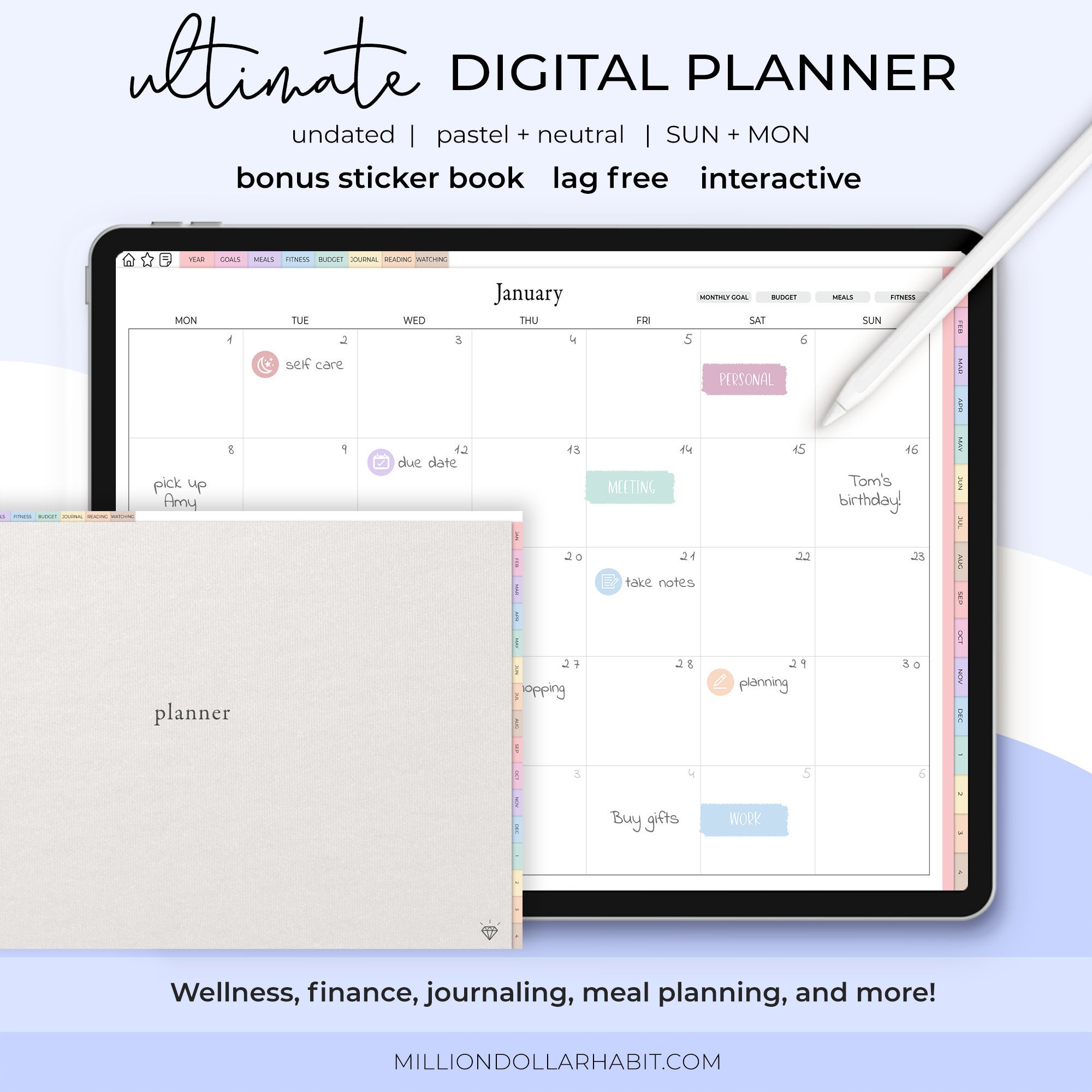 Digital Planner for Goodnotes Undated Life Planner Digital | Etsy