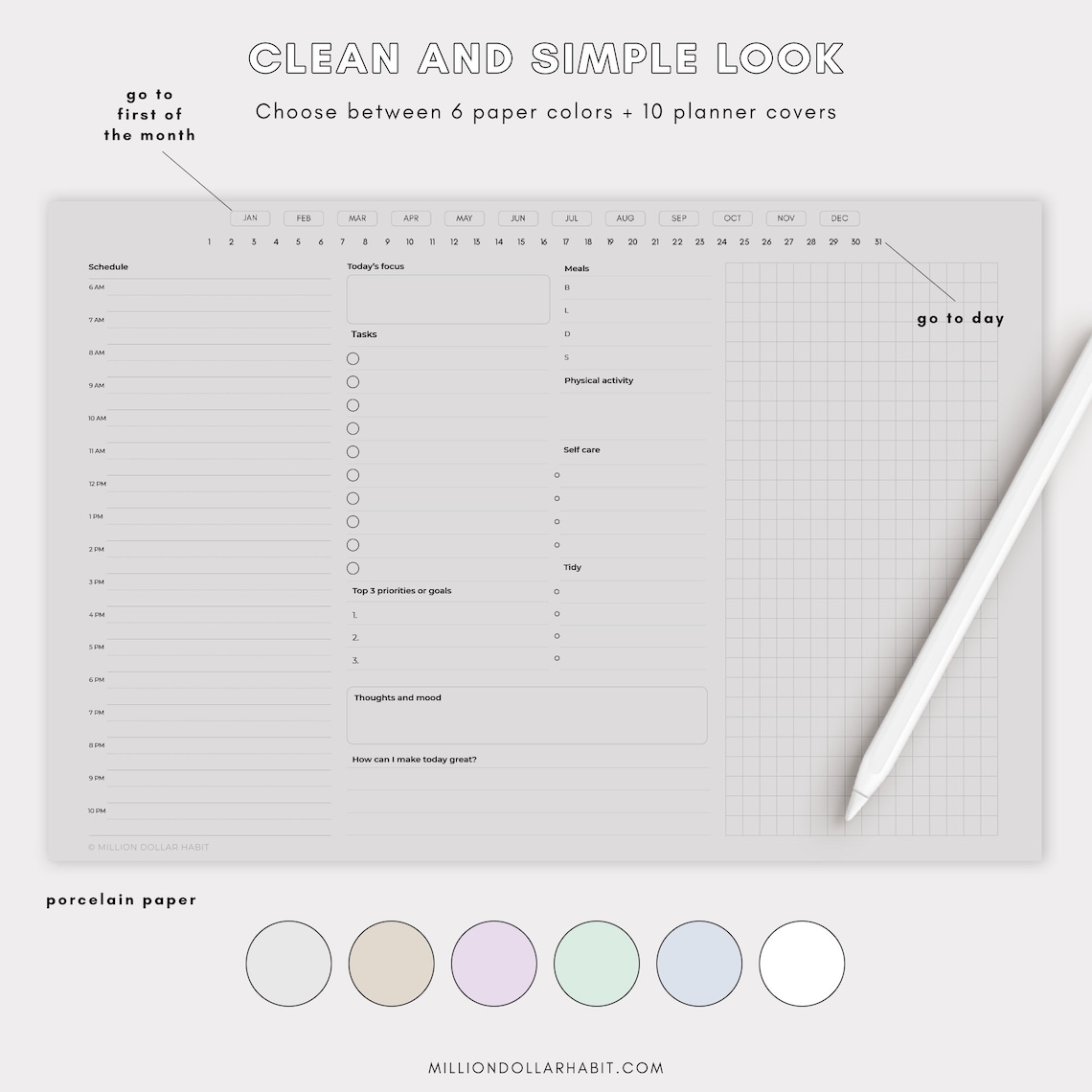 Digital Daily Planner for Goodnotes, Daily Schedule, 365 Day Planner ...