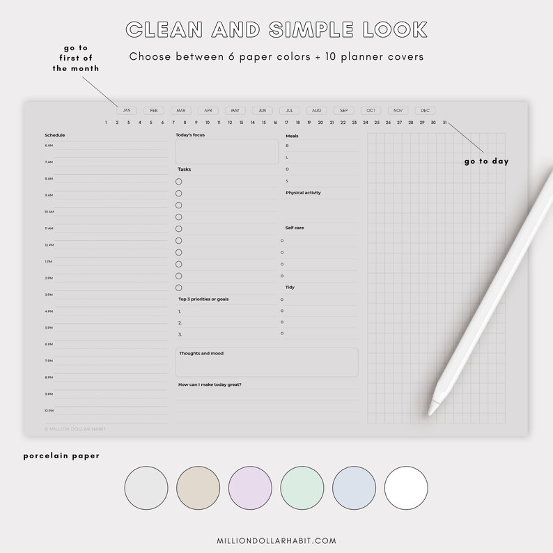 Digital Daily Planner for Goodnotes, Daily Schedule, 365 Day Planner ...