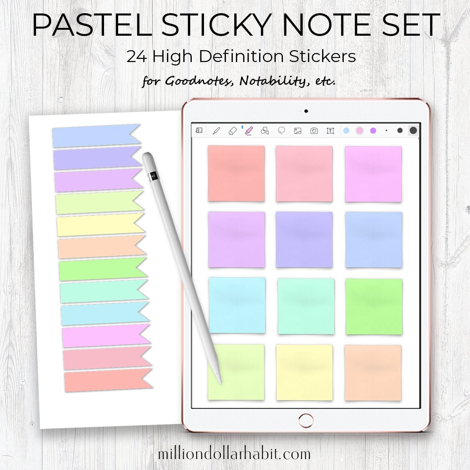 Digital Sticky Notes Precropped Digital Stickers Pastel | Etsy