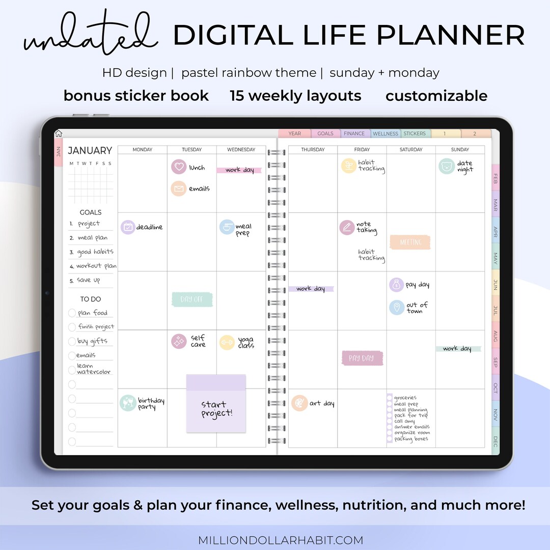 Digital Planner Goodnotes, Undated Digital Planner, iPad Planner ...