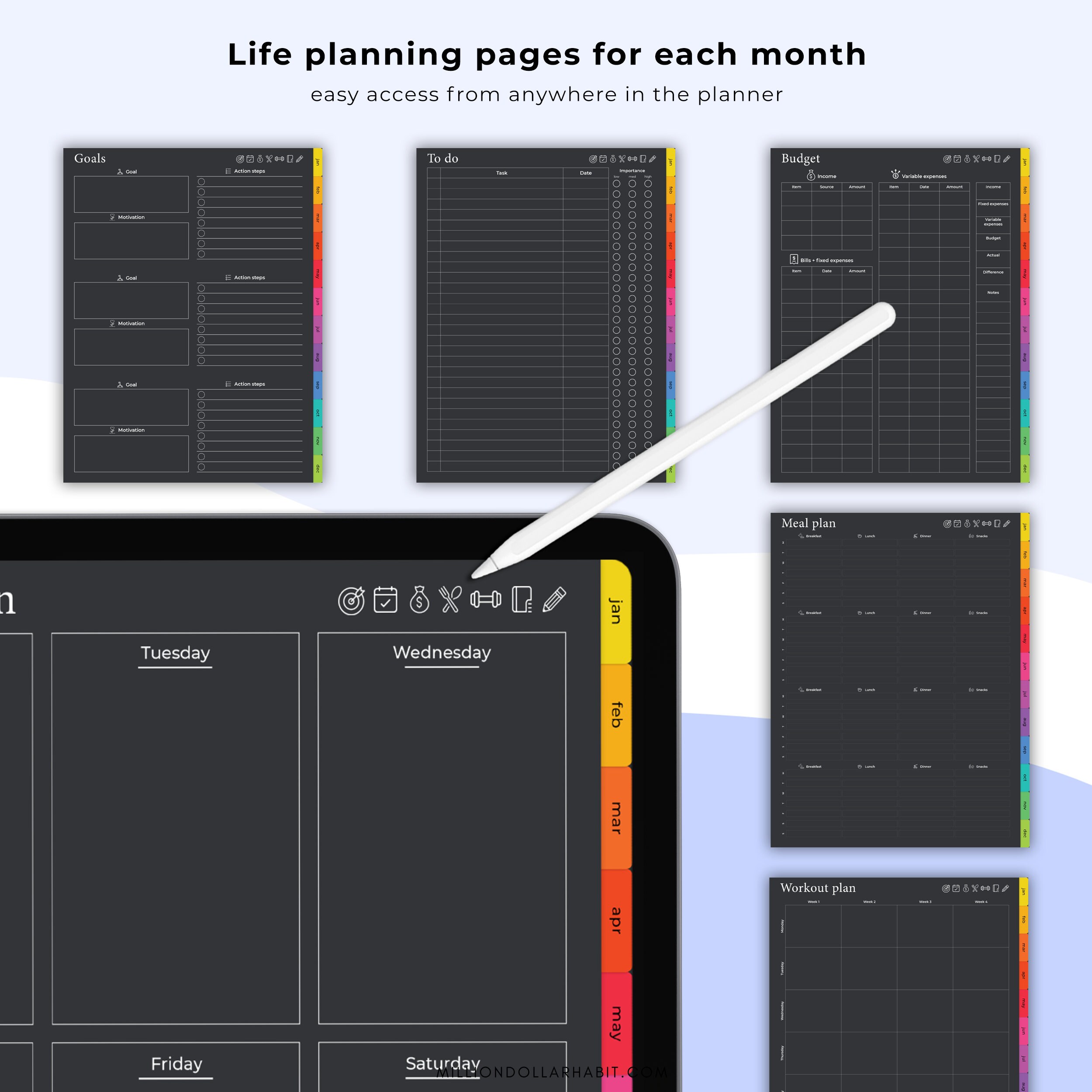 Dark Mode Digital Planner Undated Dark Mode Goodnotes - Etsy