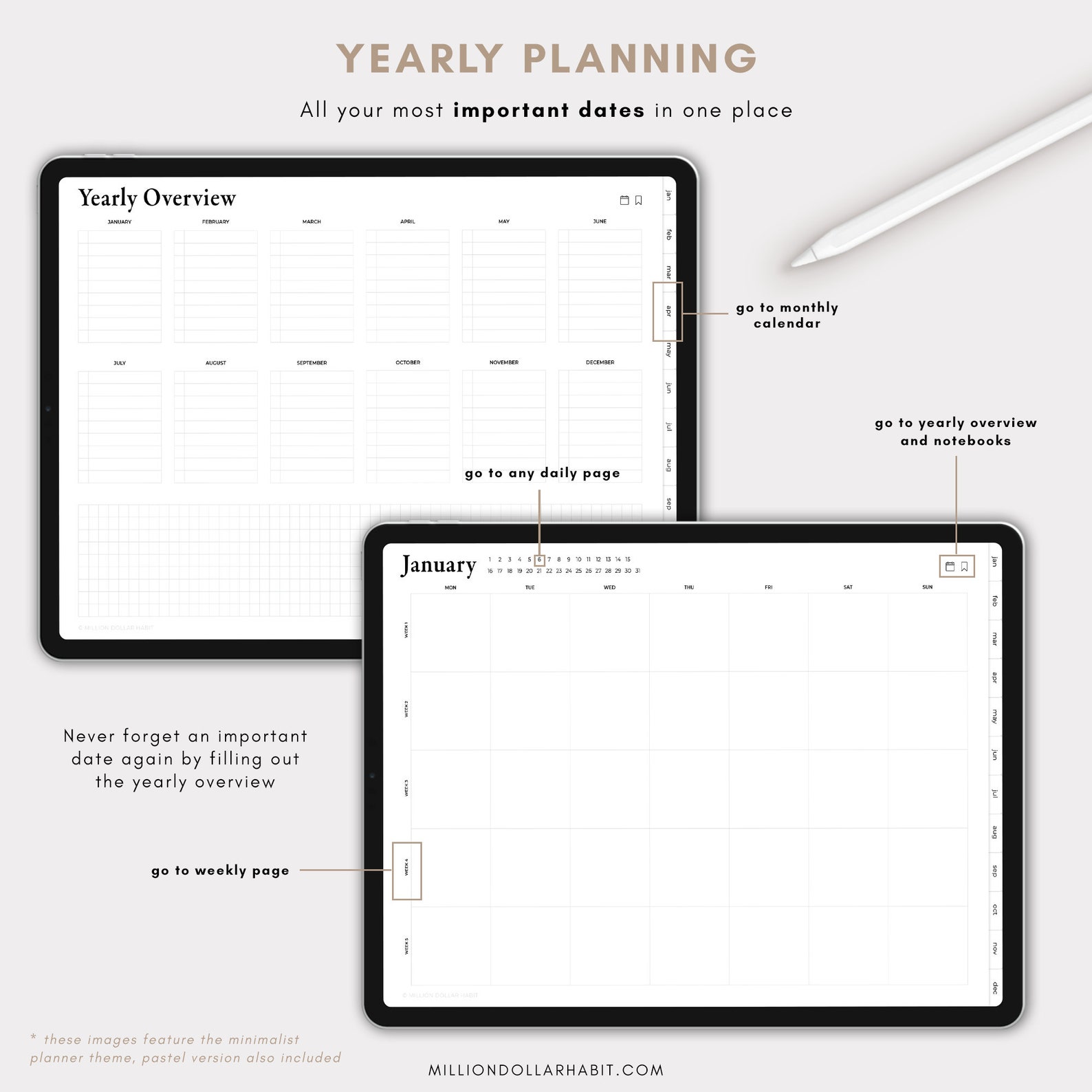 Undated Digital Planner Goodnotes Notability Planner Undated - Etsy