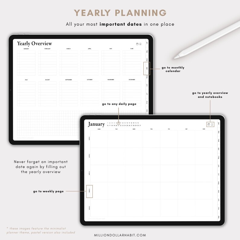 Undated Digital Planner Goodnotes Notability Planner Undated - Etsy