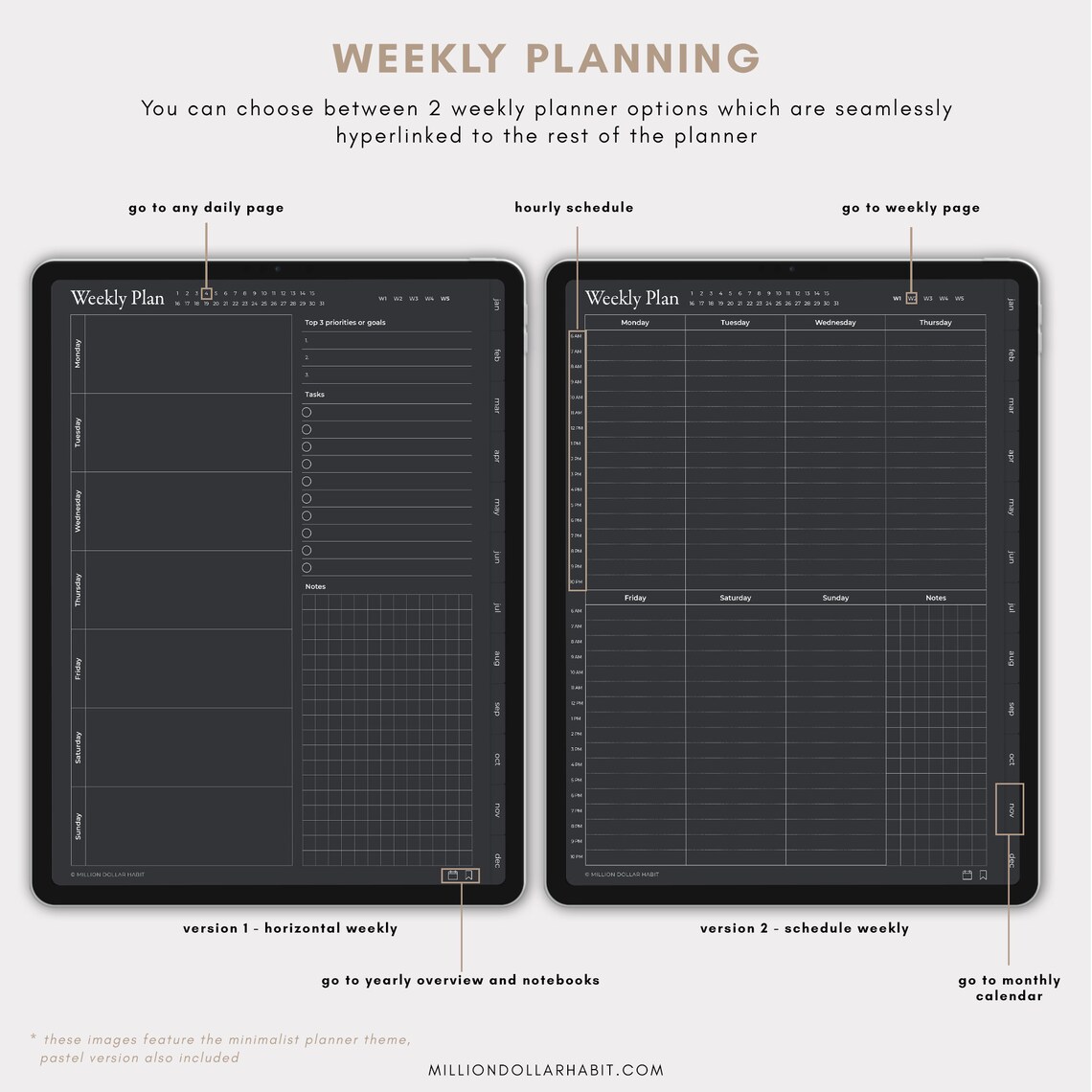 Dark Mode Digital Planner Goodnotes Planner Undated Ipad - Etsy
