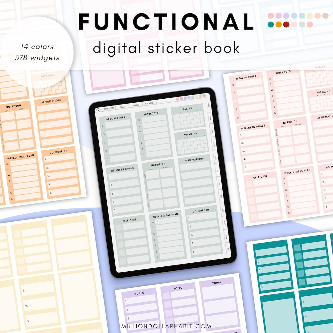 Functional Digital Stickers Digital Sticker Book Digital Planner ...