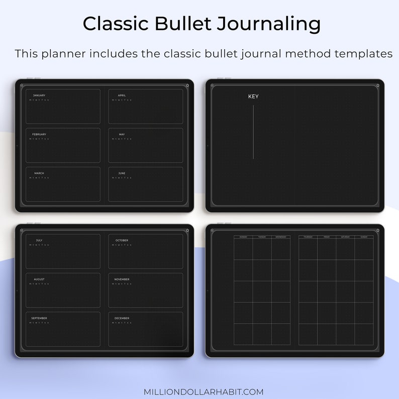 Dark Mode Bullet Journal Blackout Digital Planner Black - Etsy