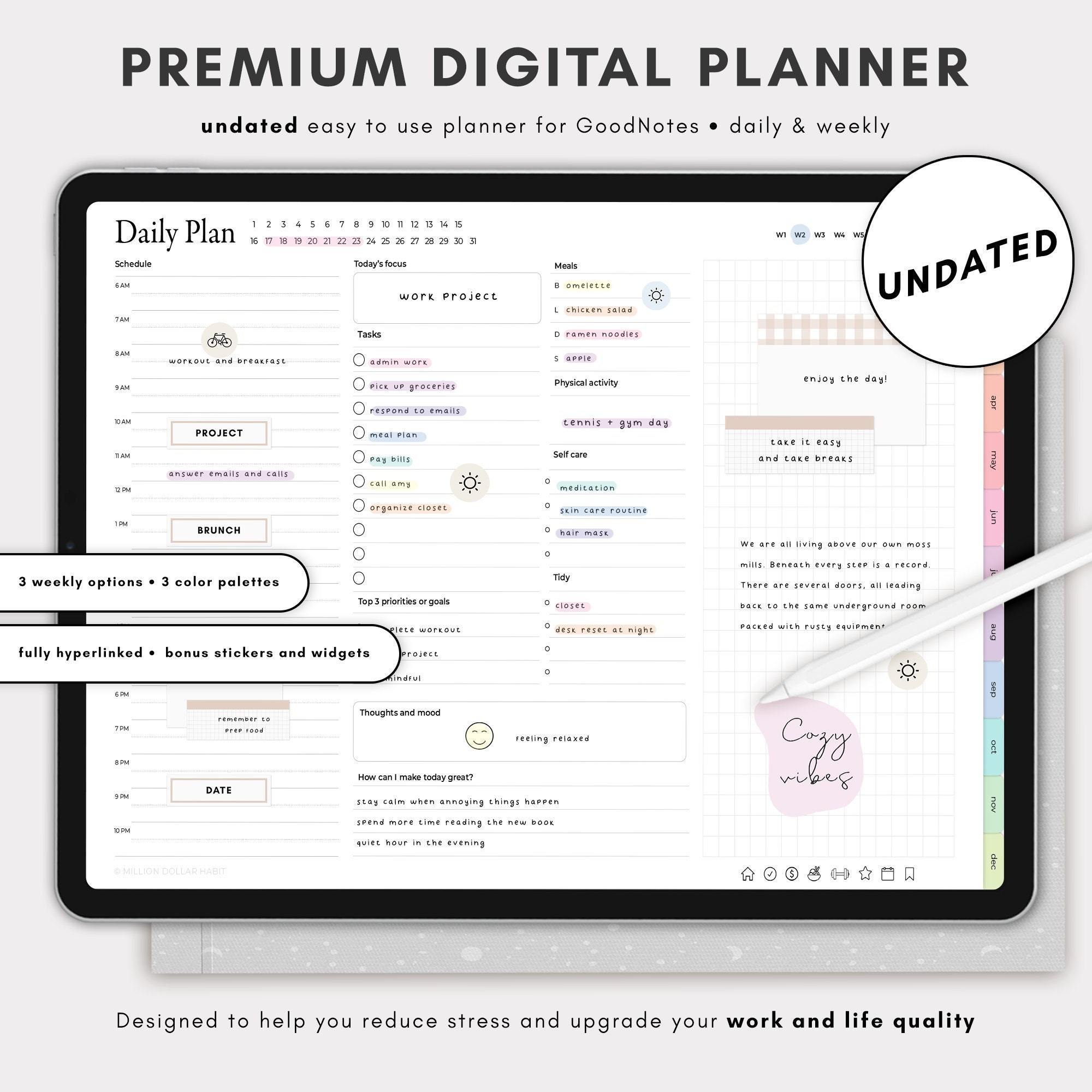 Digital Planner for Goodnotes, Notability Planner, Undated iPad Planner ...