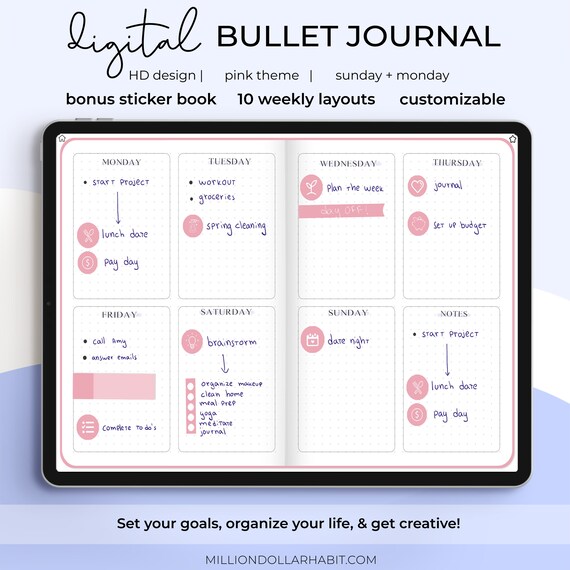 Digital Bullet Journal Undated Digital Journal Goodnotes - Etsy