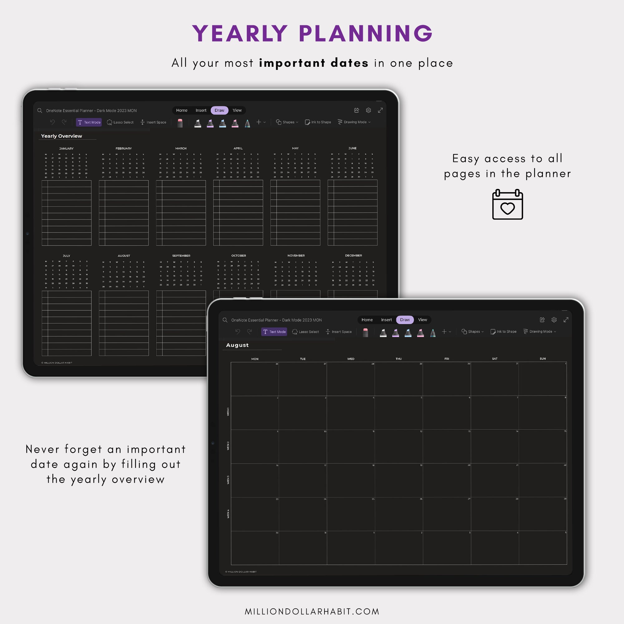 2023 Onenote Dark Mode Digital Planner 2023 Onenote Planner - Etsy UK