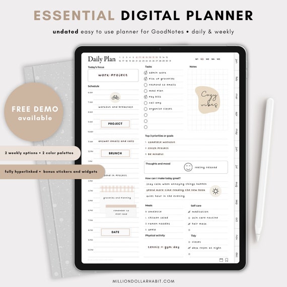 Digital Planner Goodnotes Planner Undated Ipad Planner - Etsy