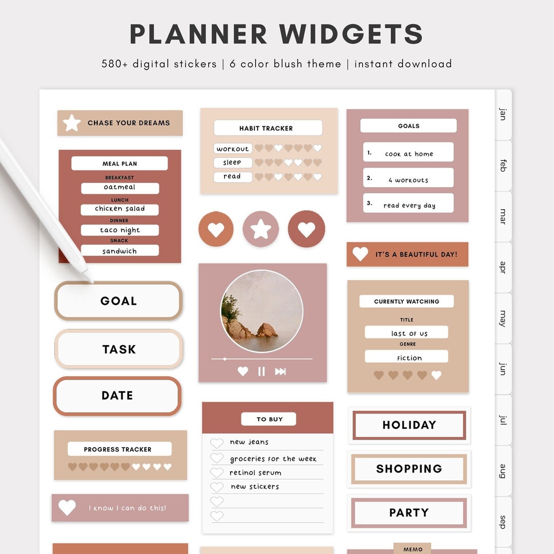 Goodnotes Digital Planner Widgets / Cute Minimalist Digital Stickers - Etsy