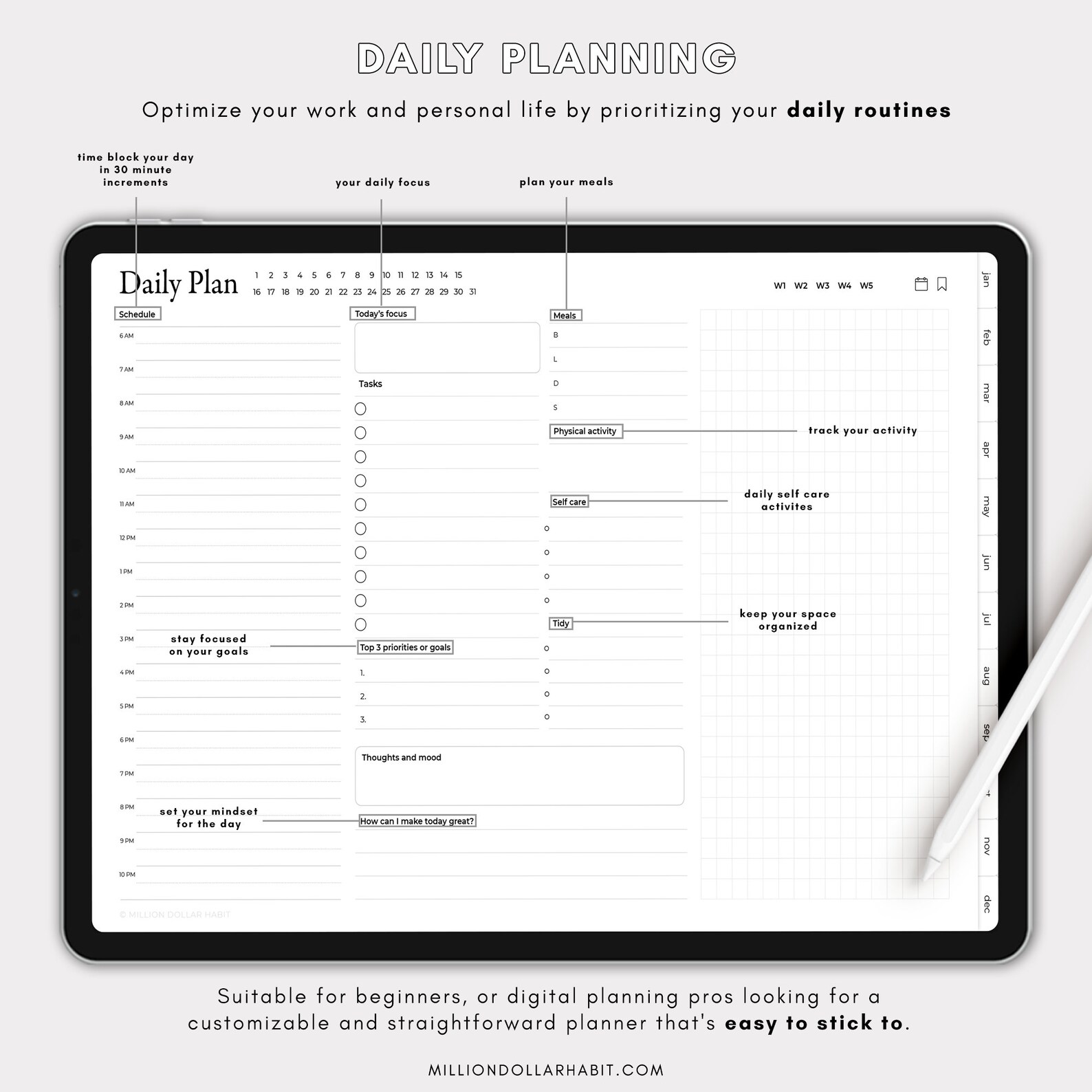 Digital Planner for Goodnotes, Notability Planner, Undated iPad Planner ...