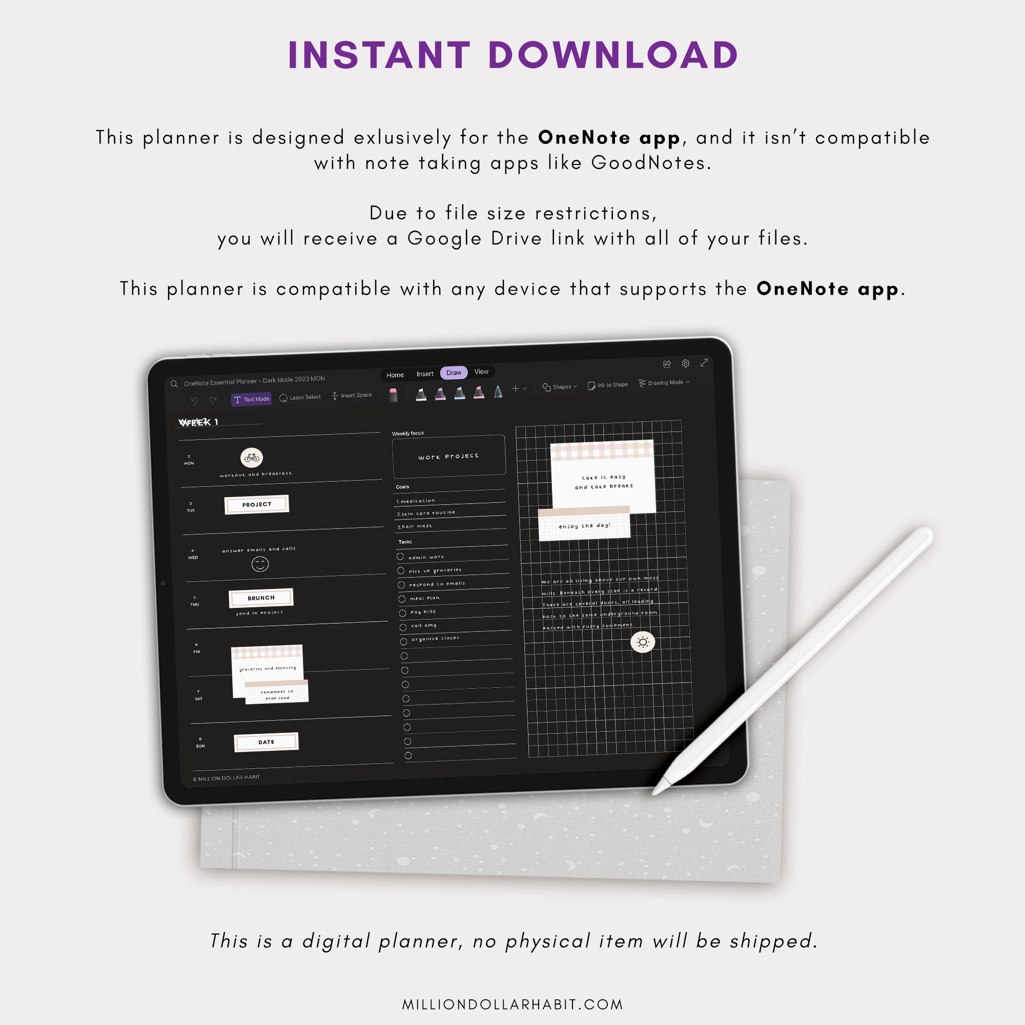 2023 Onenote Dark Mode Digital Planner 2023 Onenote Planner - Etsy UK