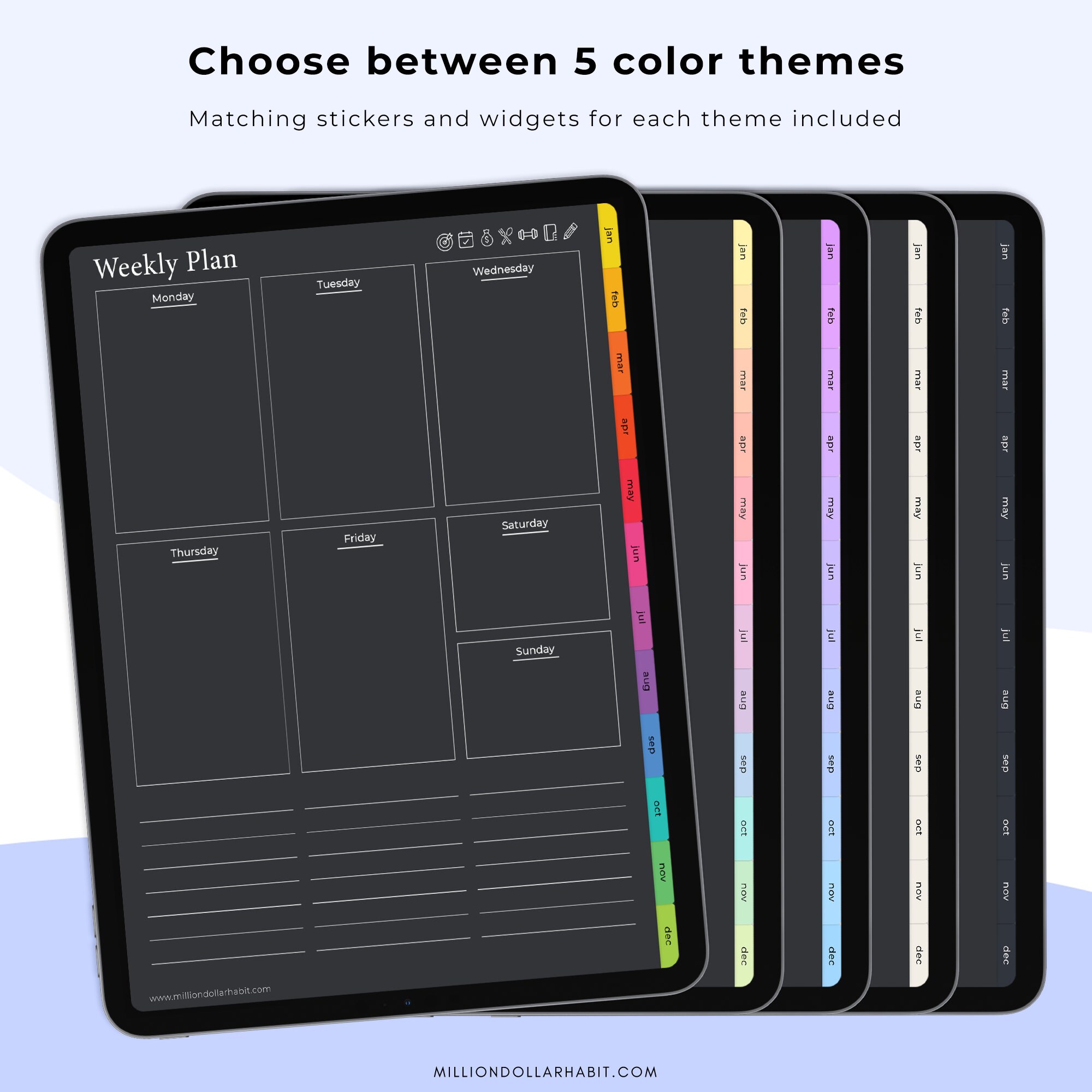 Dark Mode Digital Planner Undated Dark Mode Goodnotes - Etsy