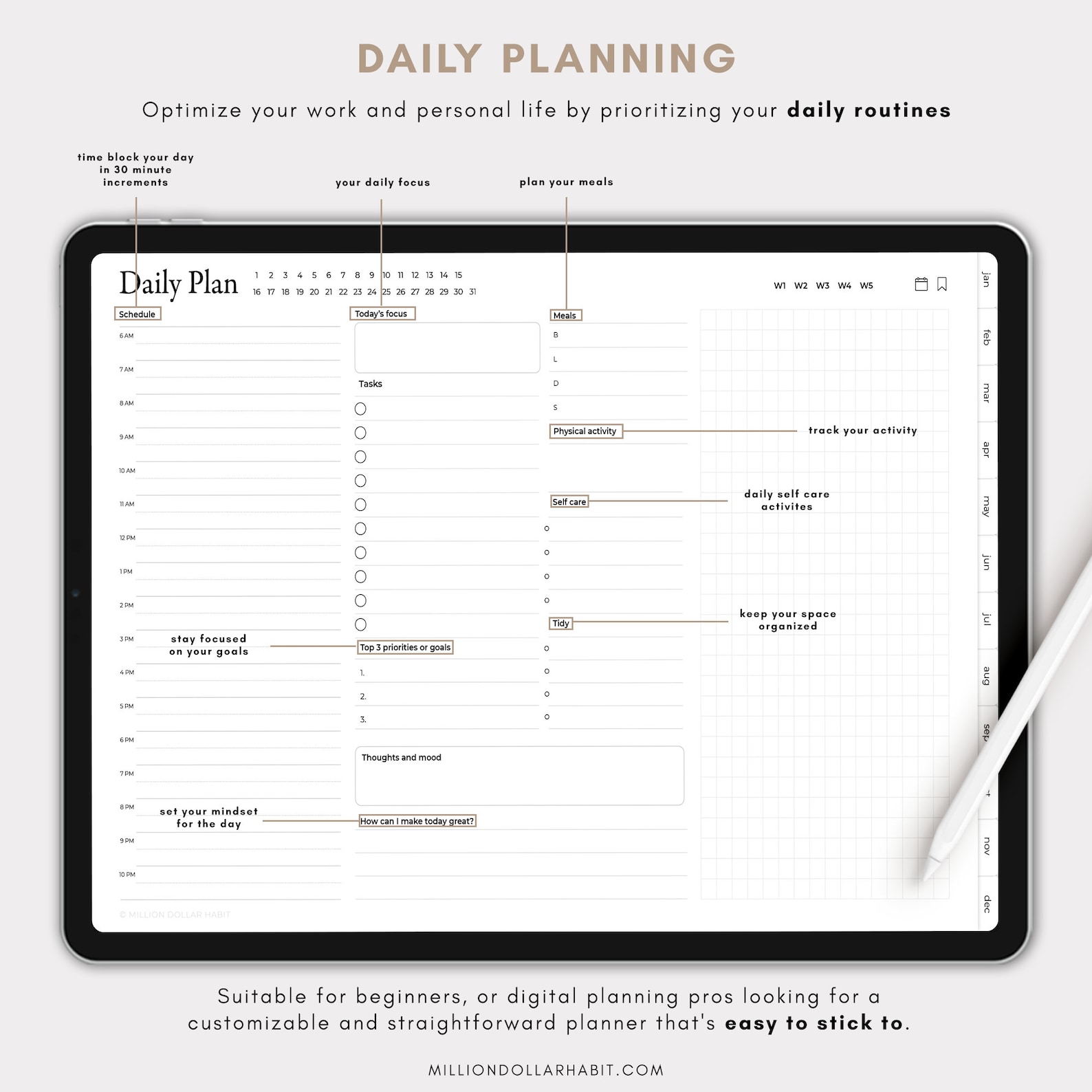 Undated Digital Planner, Goodnotes Notability Planner, Undated iPad ...