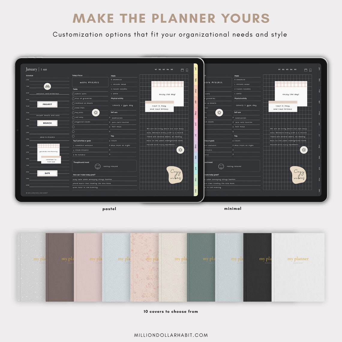 2023 Dark Mode Digital Planner Landscape Digital Goodnotes - Etsy