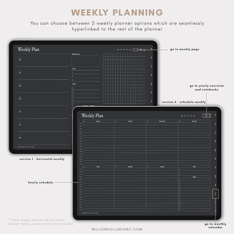 2023 Dark Mode Digital Planner Landscape Digital Goodnotes - Etsy
