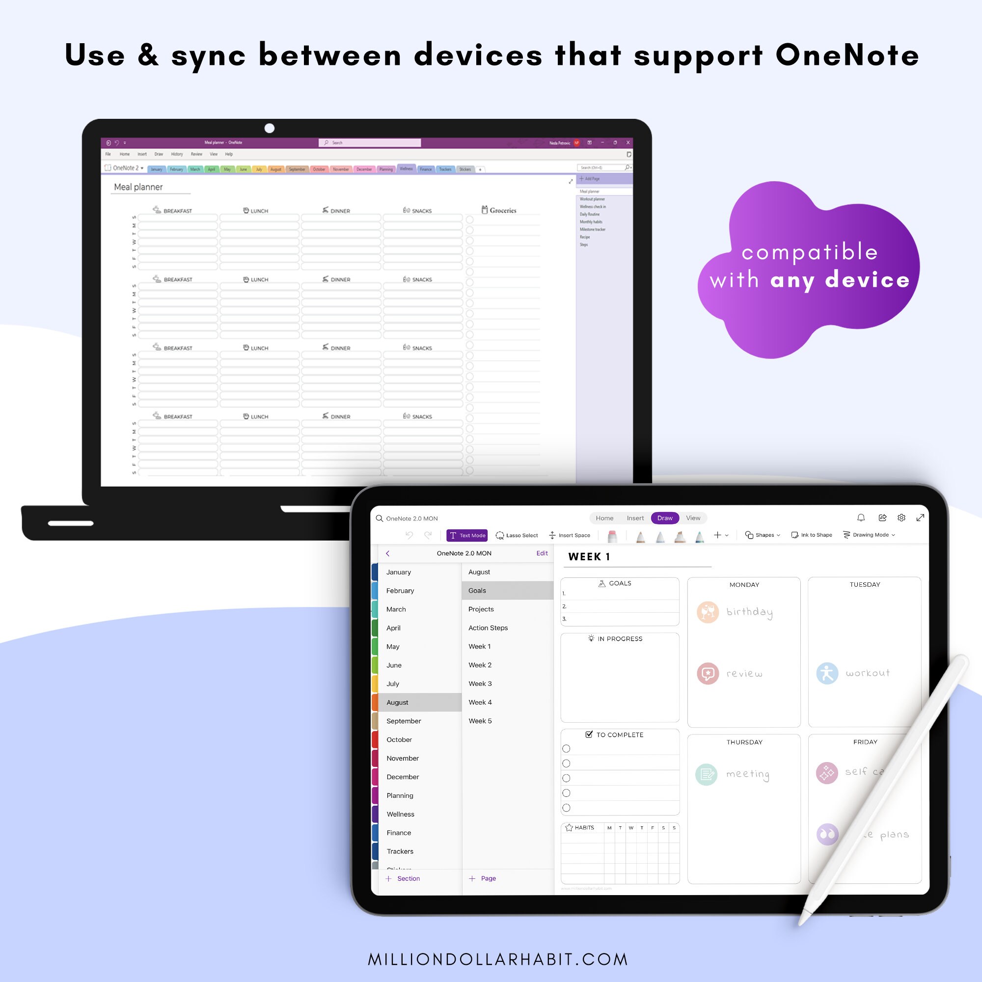 Onenote Digital Planner Undated Onenote Planner Android - Etsy UK