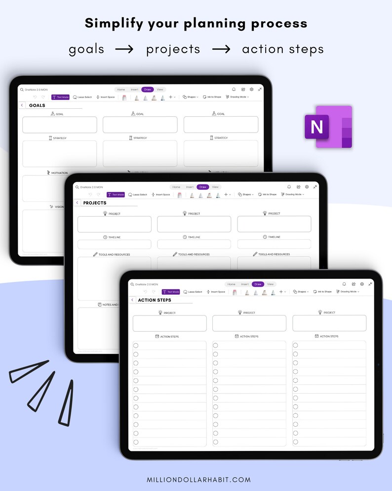 Onenote Digital Planner Undated Onenote Planner Android - Etsy