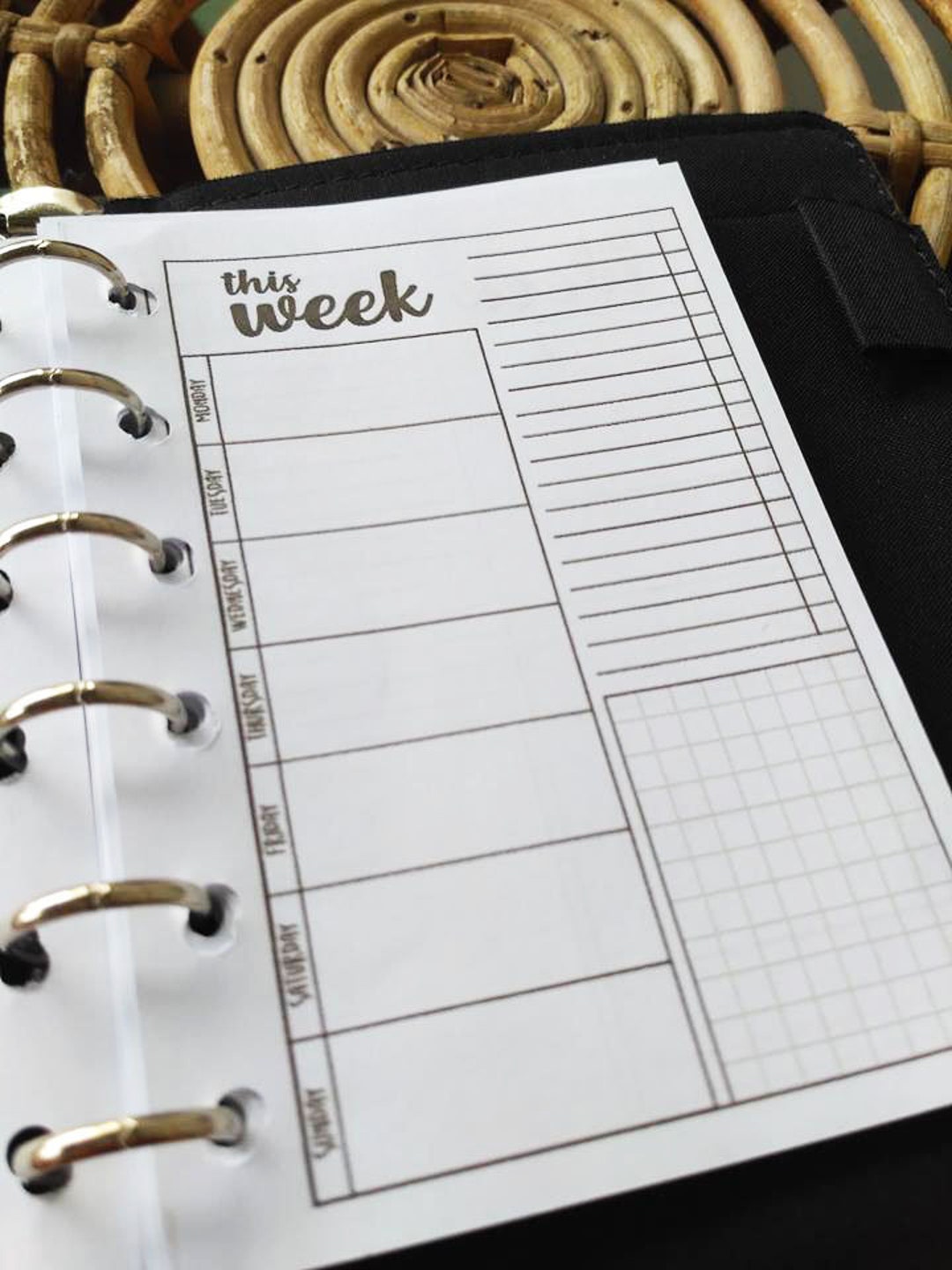 Week on One Page With Check List & Grid Notes - Etsy