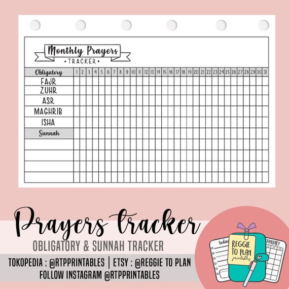 Islamic Monthly Prayers Tracker | Etsy Singapore